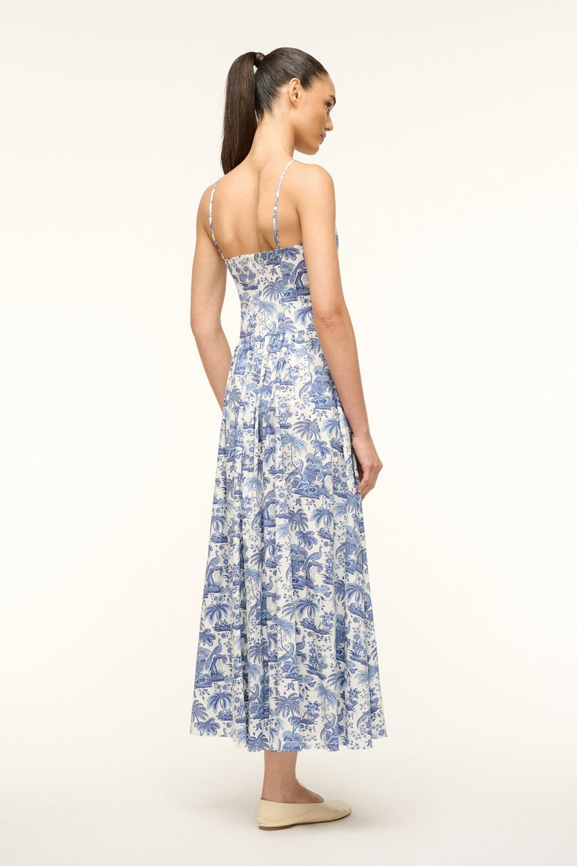 STAUD DENA DRESS BLUE TOILE