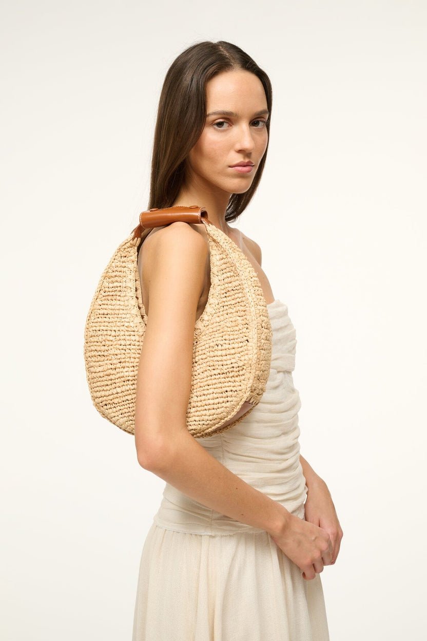 STAUD MOON RAFFIA BAG NATURAL TAN