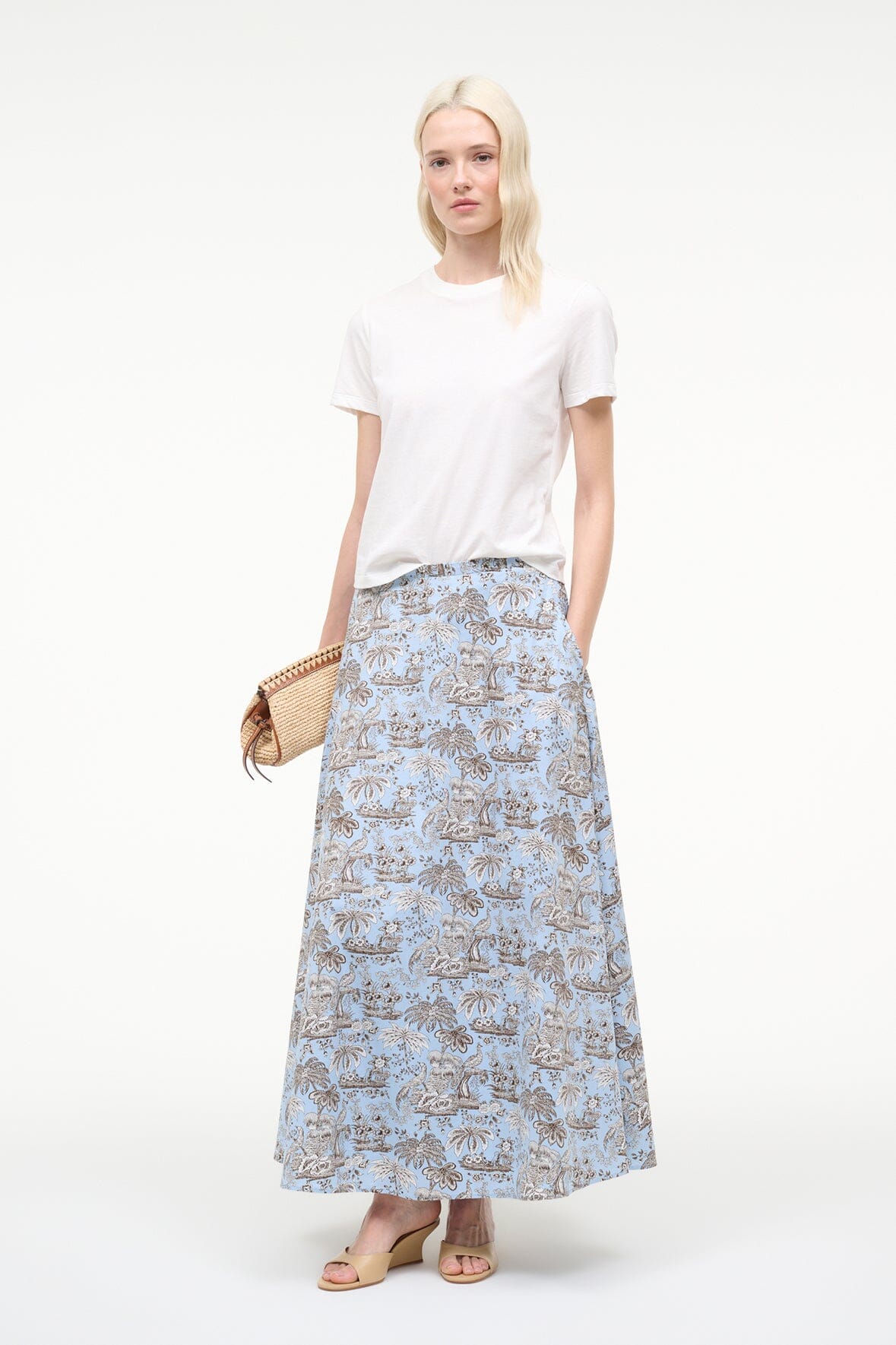 STAUD AXEL SKIRT SKY TOILE