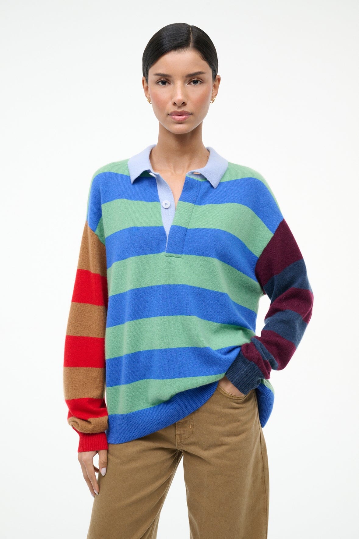 STAUD MICHAEL CASHMERE SWEATER MULTI STRIPE
