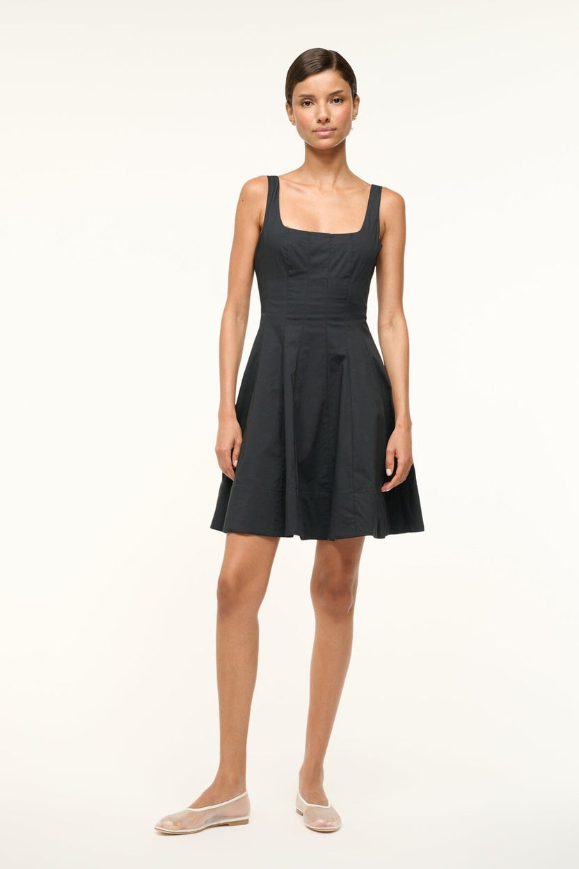 STAUD MINI WELLS DRESS BLACK