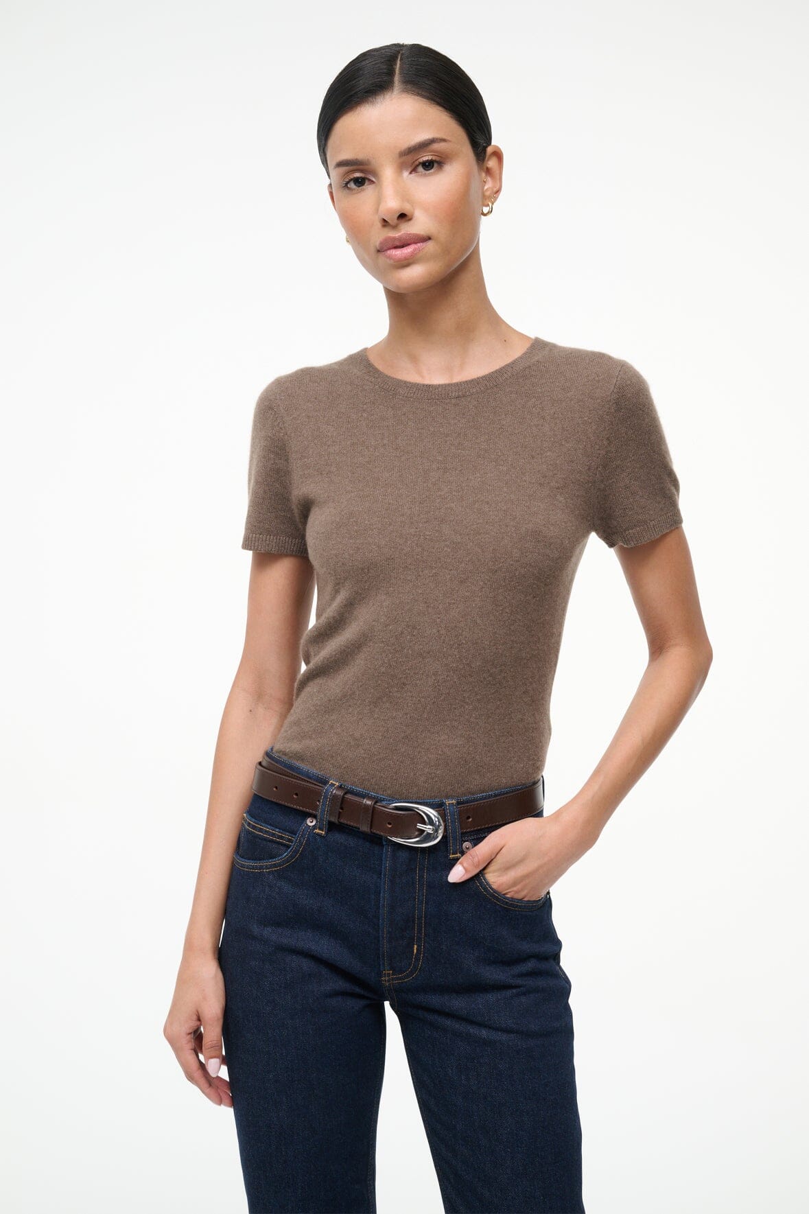 STAUD EASY CASHMERE TEE TRUFFLE