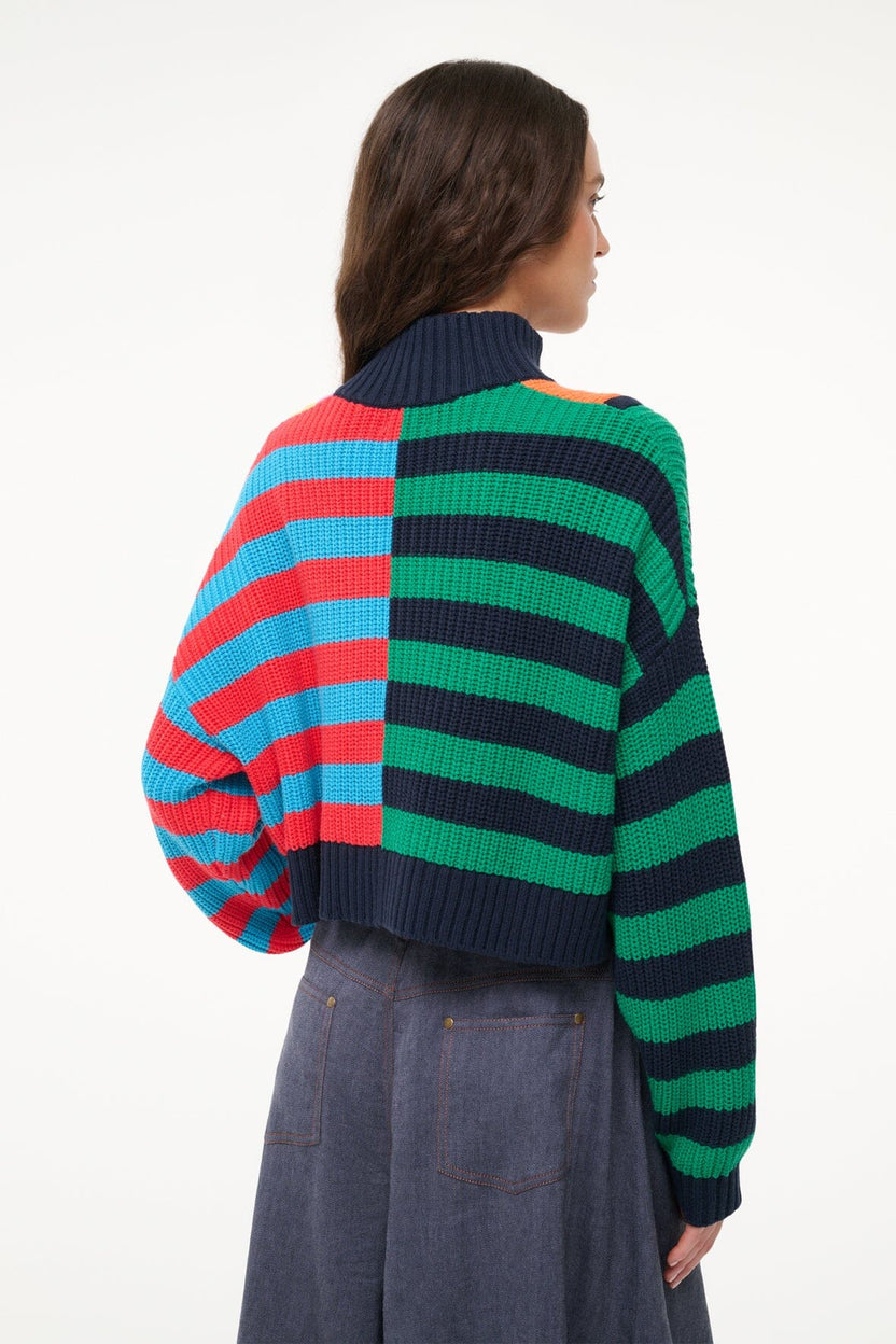 STAUD CROPPED HAMPTON SWEATER CABANA STRIPE MULTI
