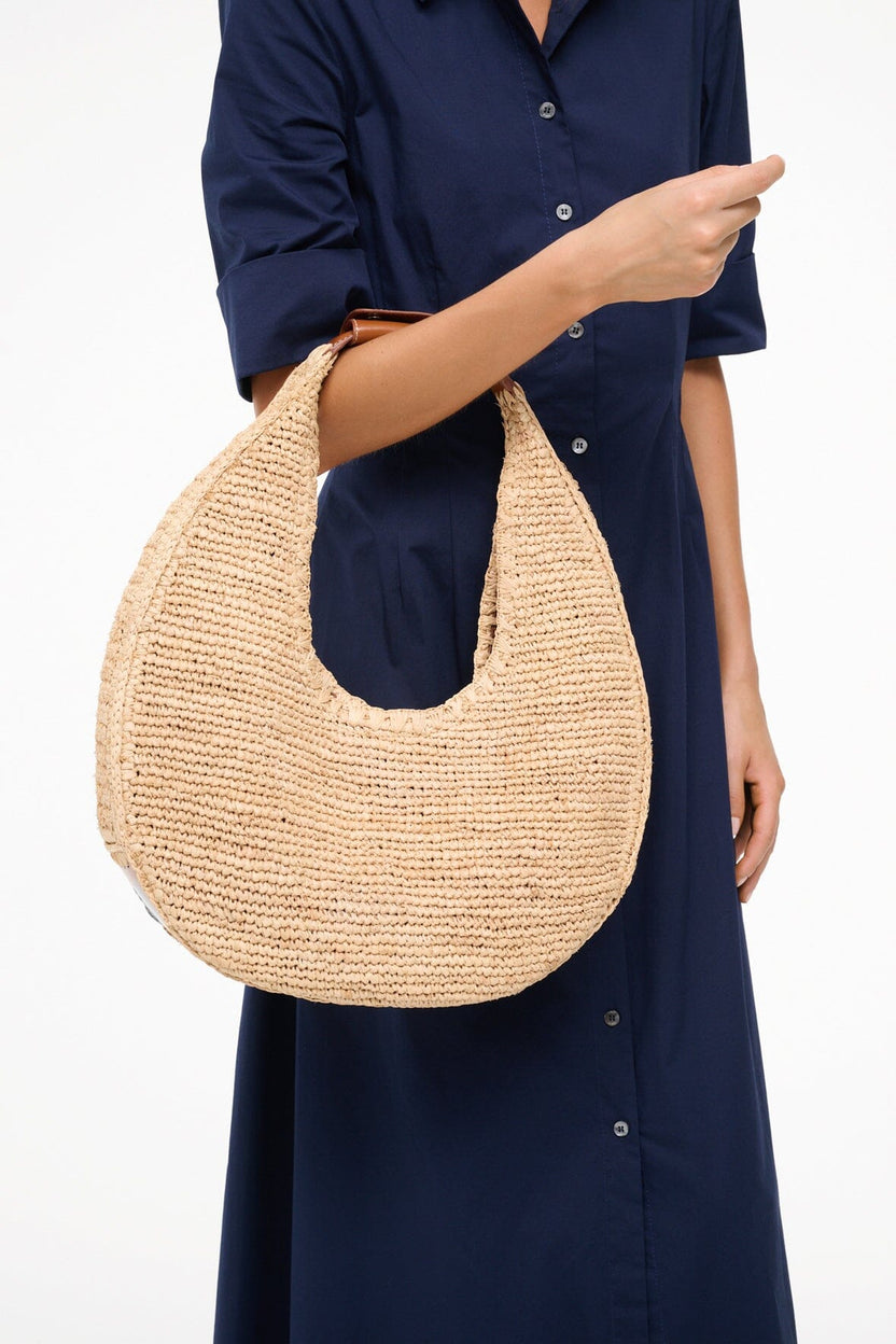 STAUD MOON RAFFIA BAG NATURAL TAN