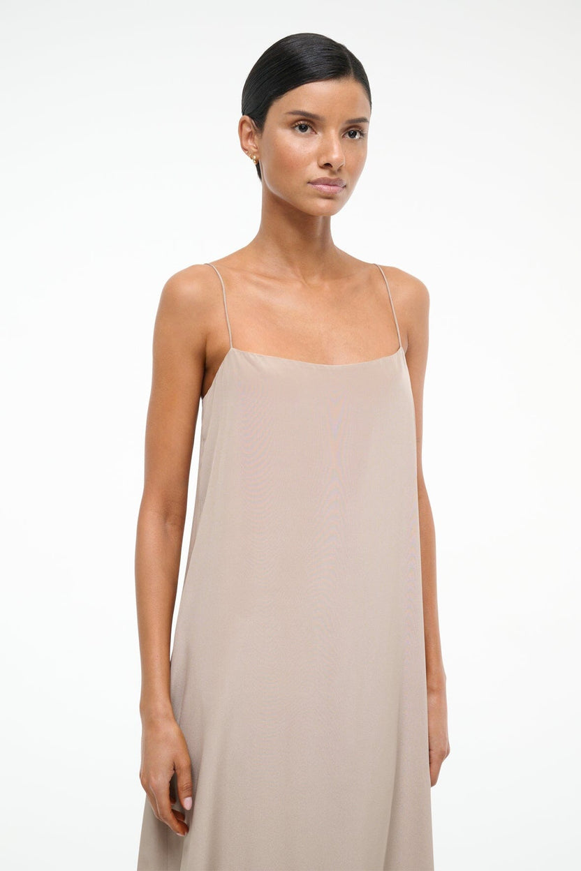 STAUD DELFINA SILK DRESS DUNE