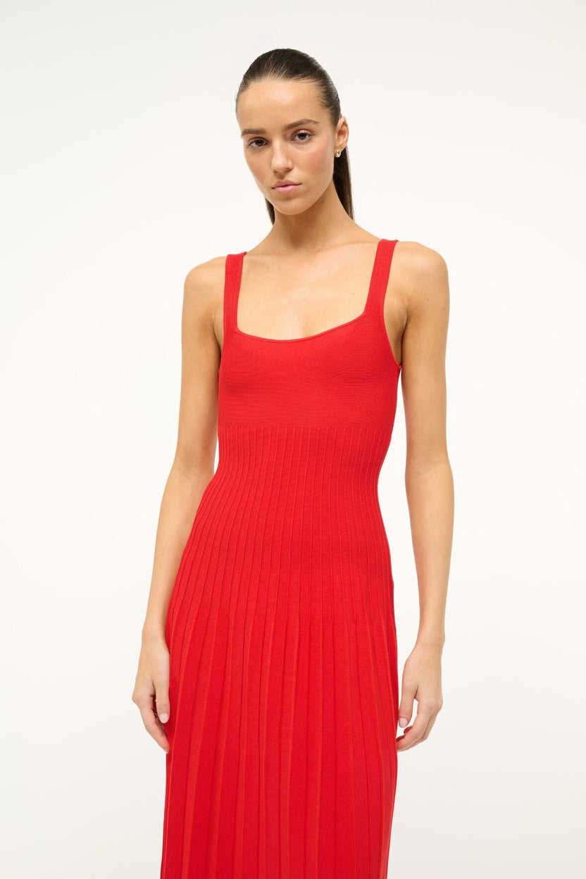 STAUD ELLISON DRESS RED ROSE
