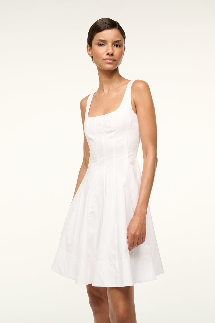 STAUD MINI WELLS DRESS WHITE