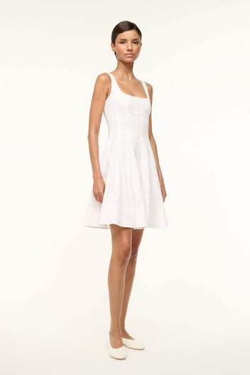 STAUD MINI WELLS DRESS WHITE