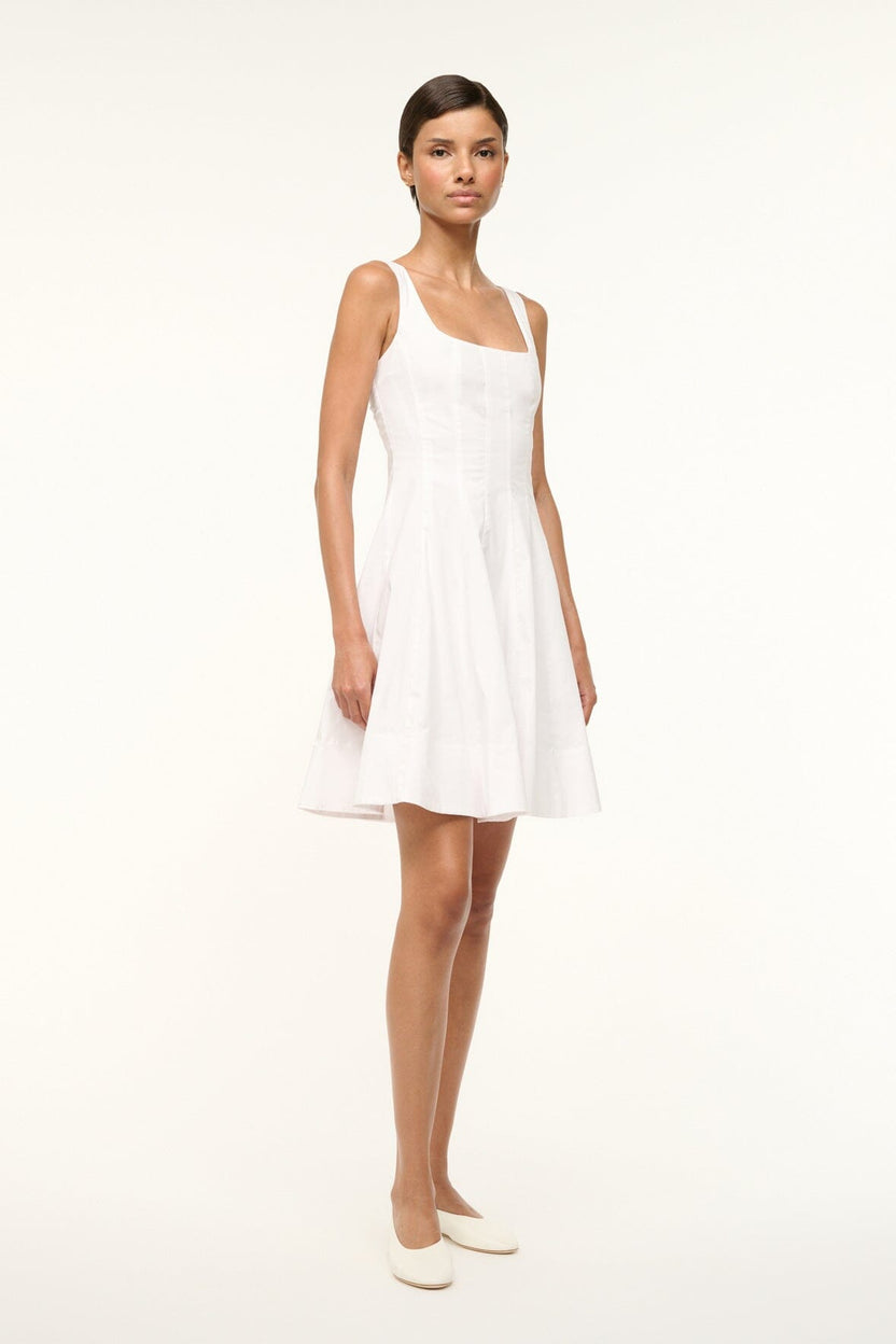 STAUD MINI WELLS DRESS WHITE