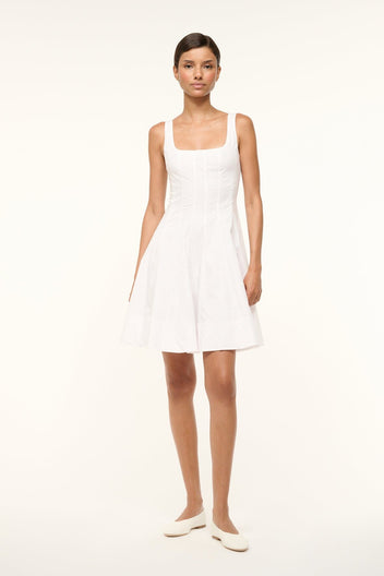 STAUD MINI WELLS DRESS WHITE