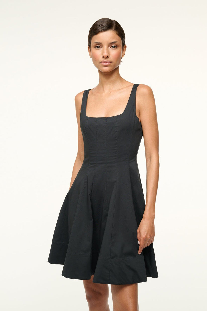STAUD MINI WELLS DRESS BLACK