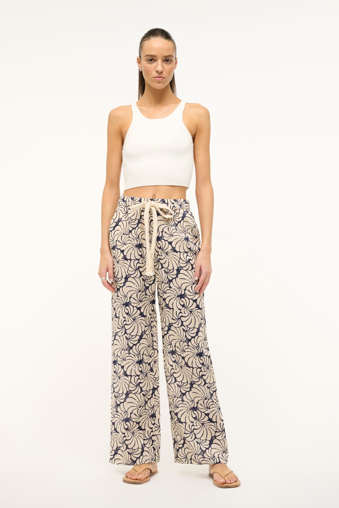 STAUD ALIZE PANT NAVY SCALLOP BLOCK PRINT