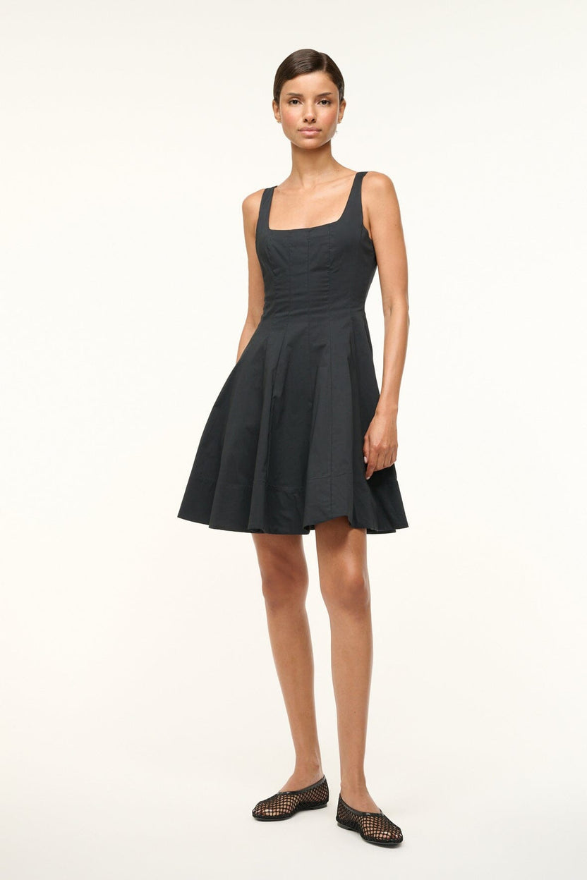 STAUD MINI WELLS DRESS BLACK