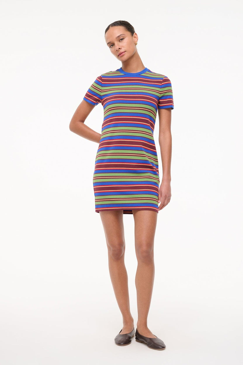 STAUD WADE DRESS SPECTRUM STRIPE