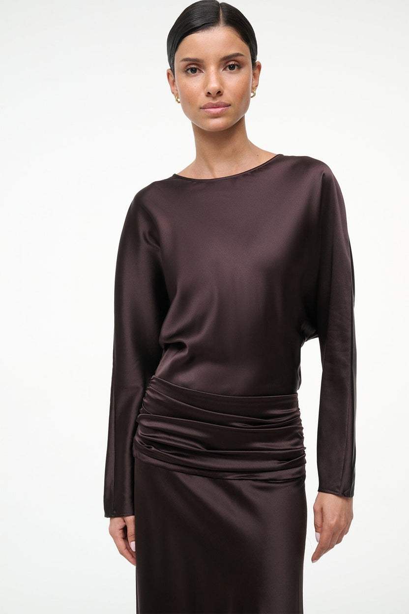 STAUD FREDA SILK DRESS EARTH
