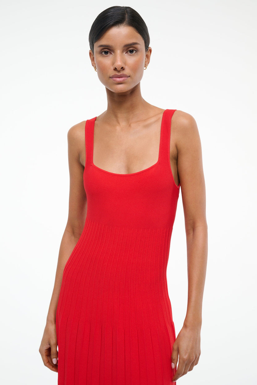 STAUD ELLISON DRESS RED ROSE