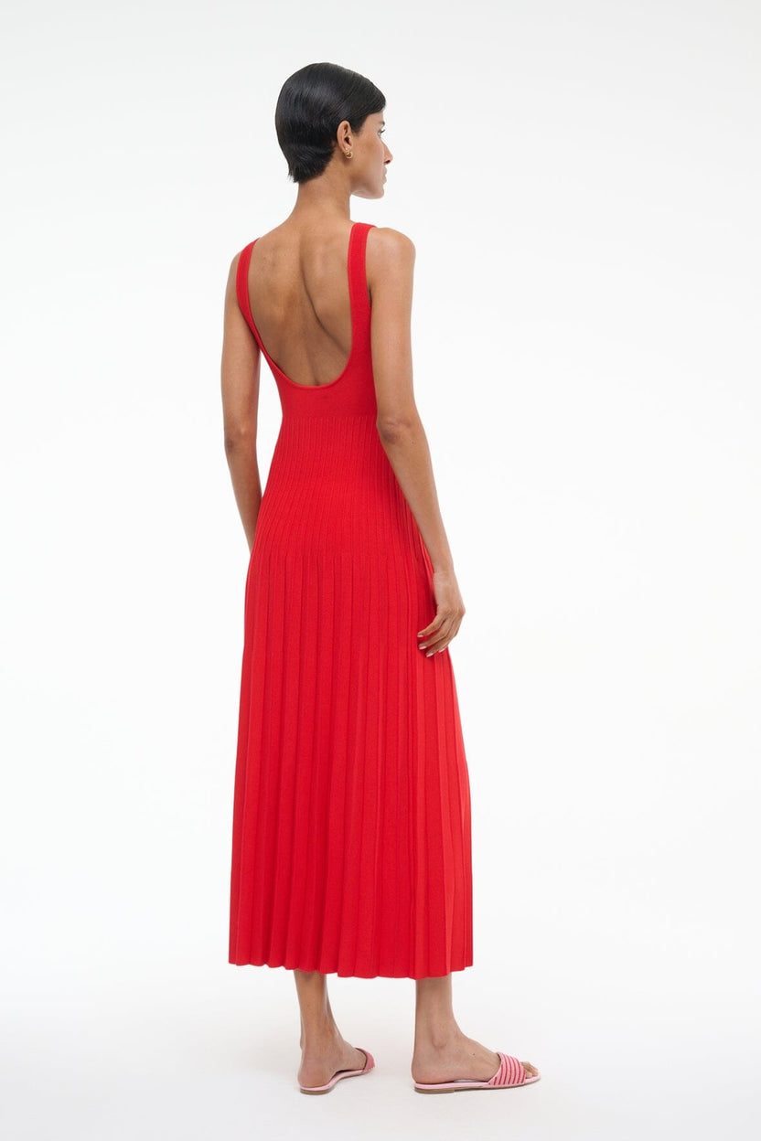 STAUD ELLISON DRESS RED ROSE