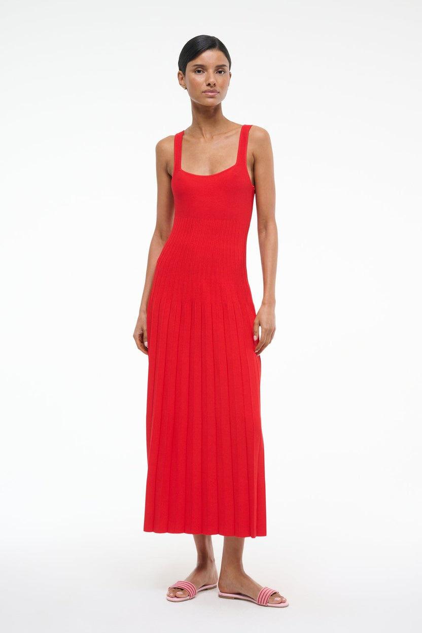 STAUD ELLISON DRESS RED ROSE