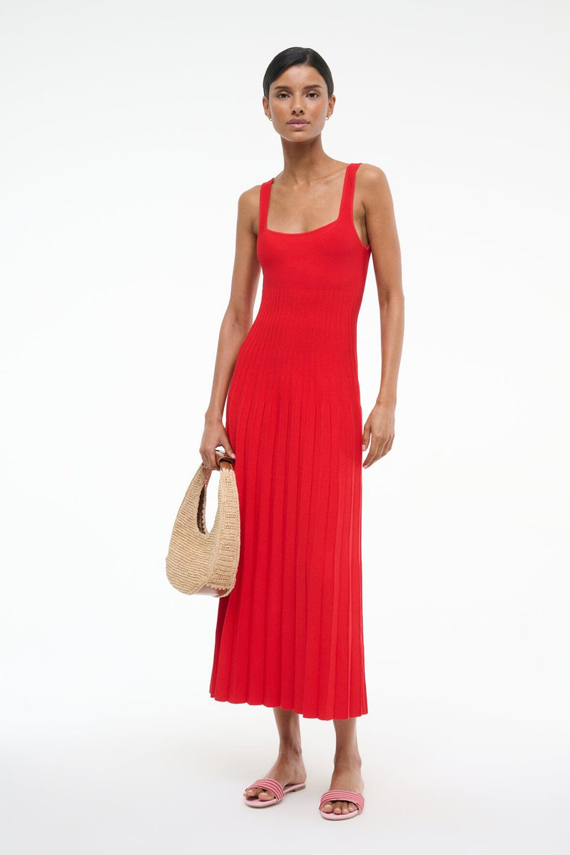 STAUD ELLISON DRESS RED ROSE