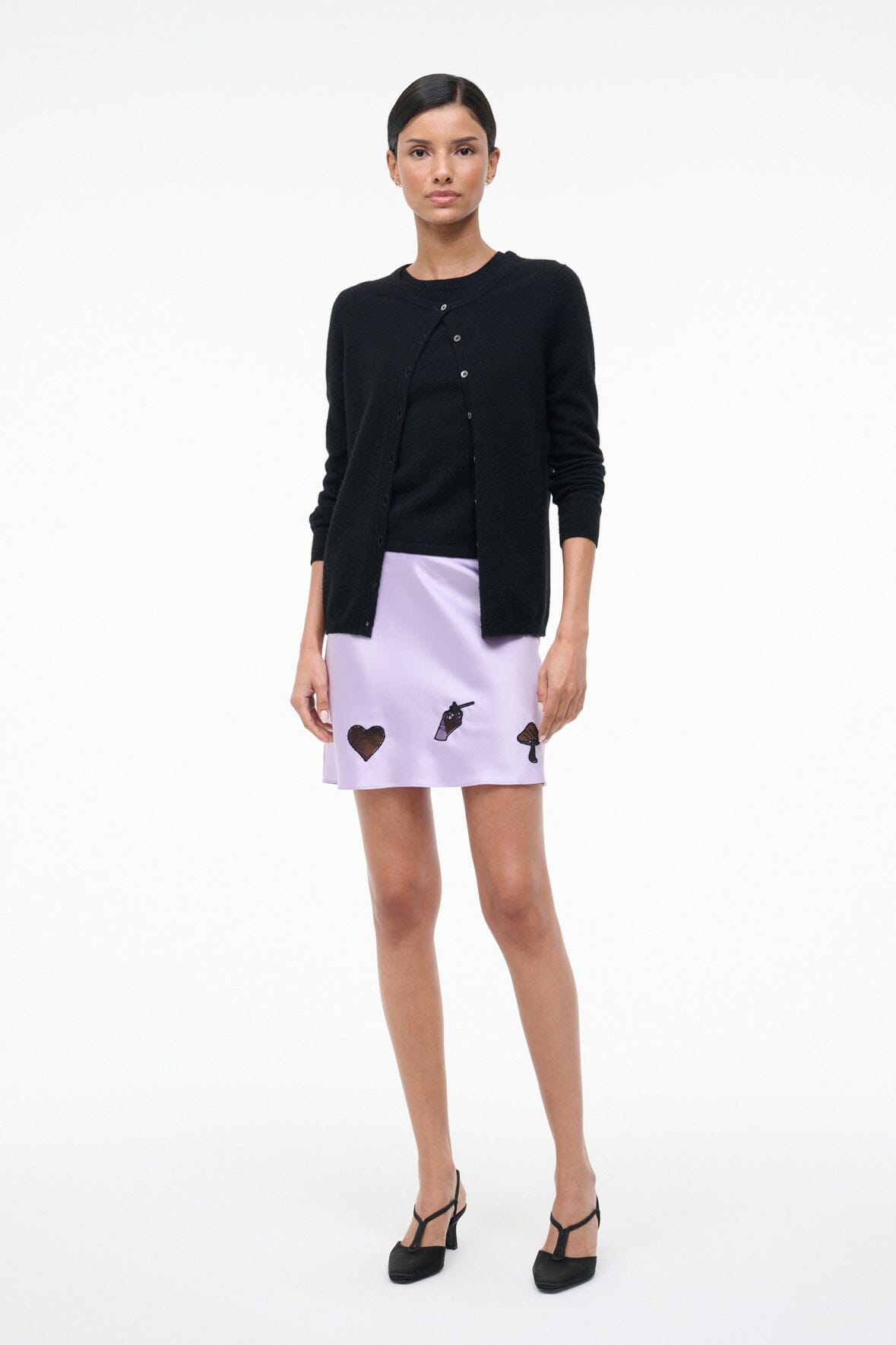 STAUD KIN SILK MINI SKIRT WISTERIA