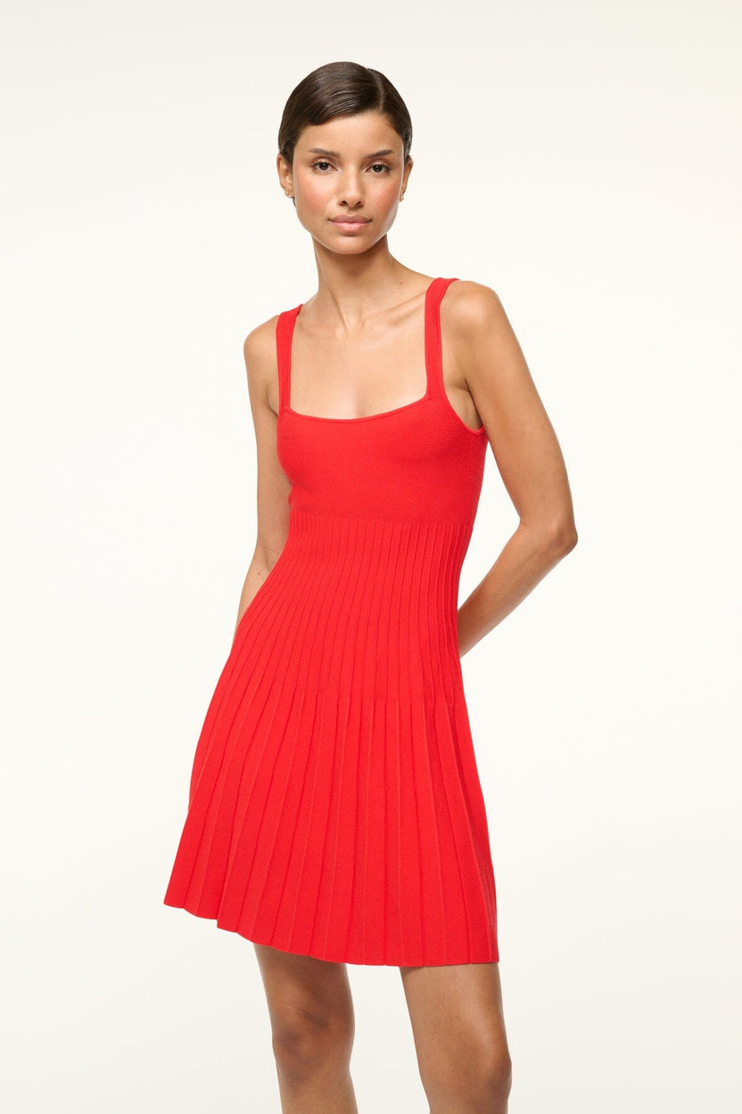 STAUD MINI ELLISON DRESS RED ROSE