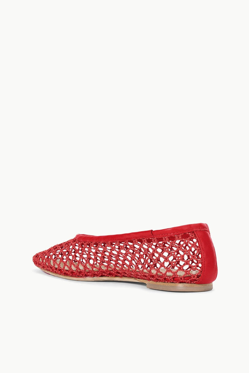 STAUD ALBA BALLET FLAT RED NETTING