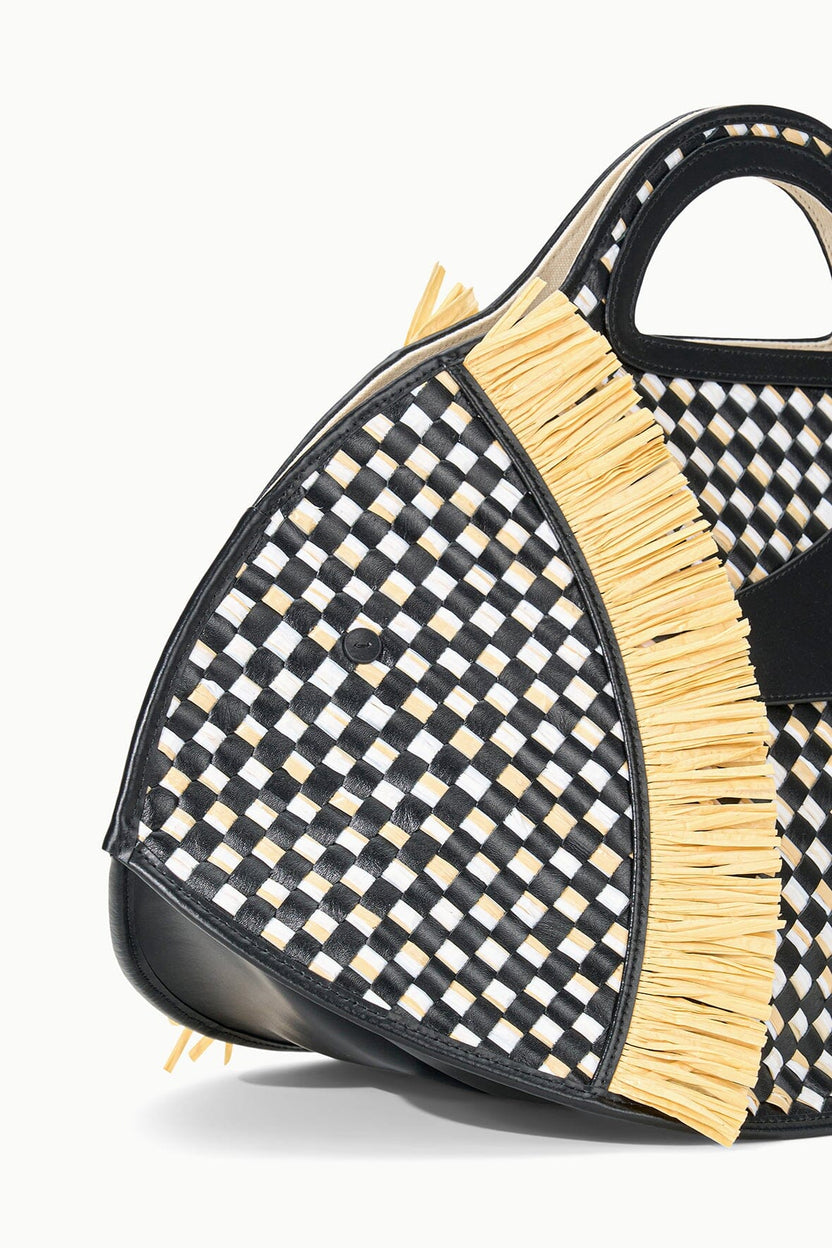STAUD CLEO FISH BASKET TOTE BLACK/NATURAL