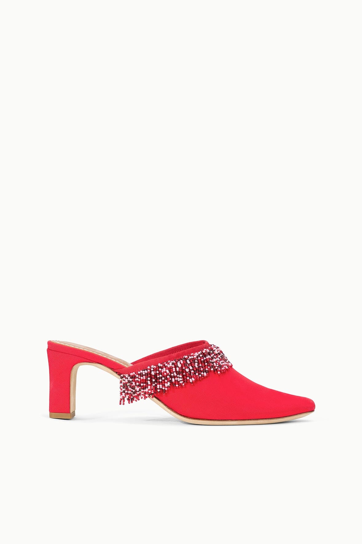 STAUD JOANNA KITTEN HEEL MULE RED ROSE