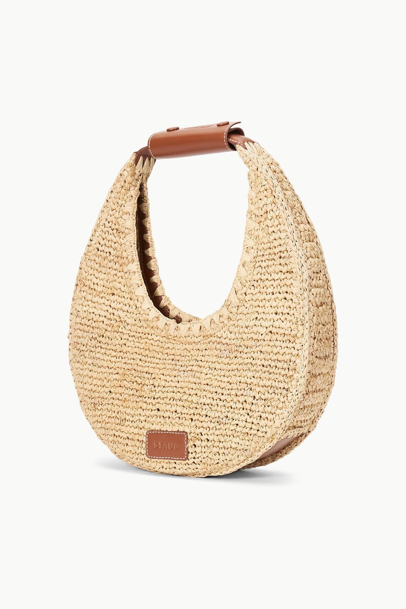 STAUD MOON RAFFIA BAG NATURAL TAN