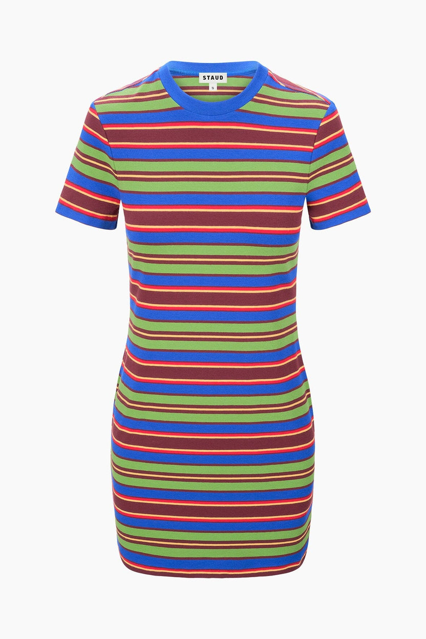 STAUD WADE DRESS SPECTRUM STRIPE