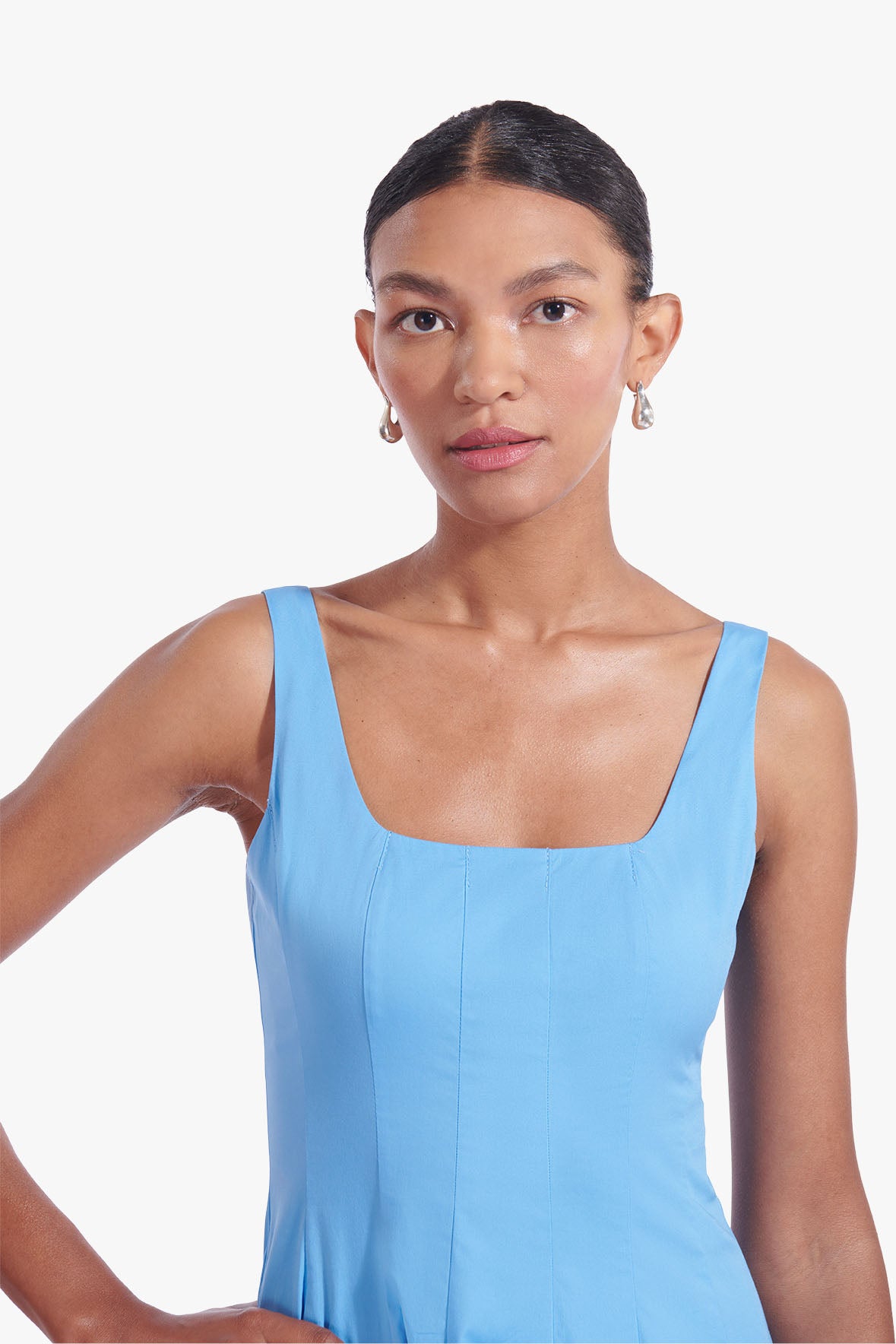 STAUD MINI WELLS DRESS AZURE