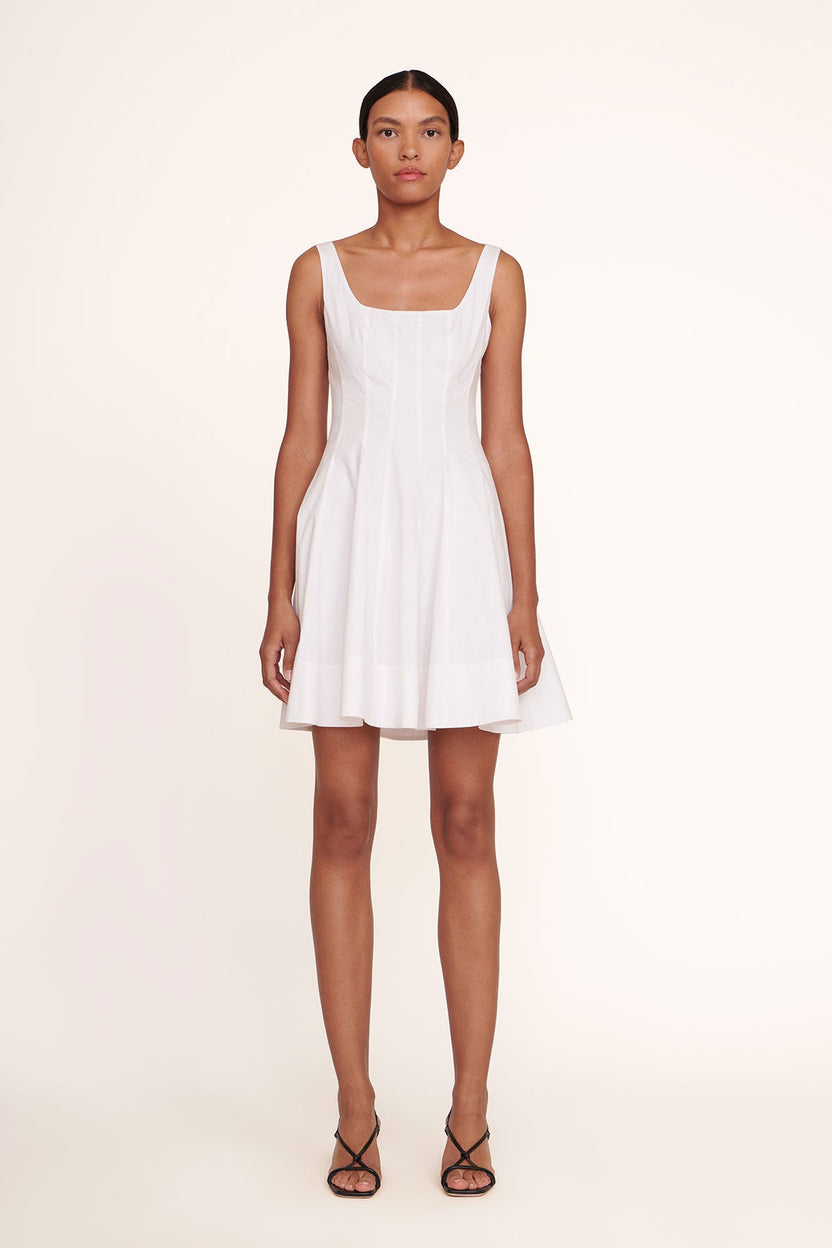 STAUD MINI WELLS DRESS WHITE