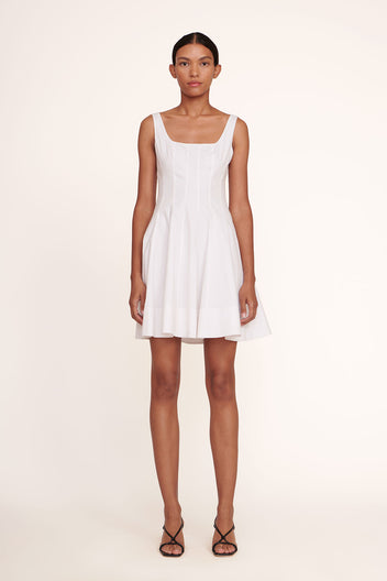 STAUD MINI WELLS DRESS WHITE