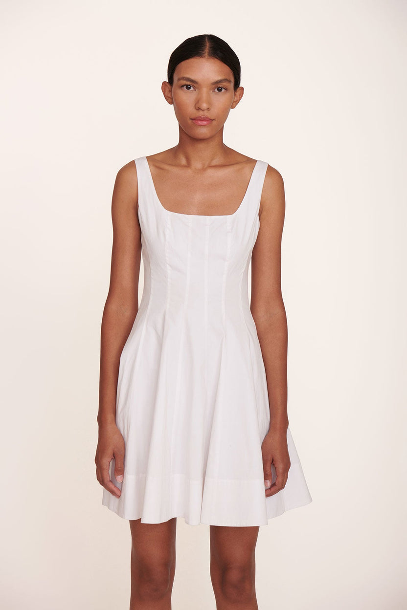STAUD MINI WELLS DRESS WHITE